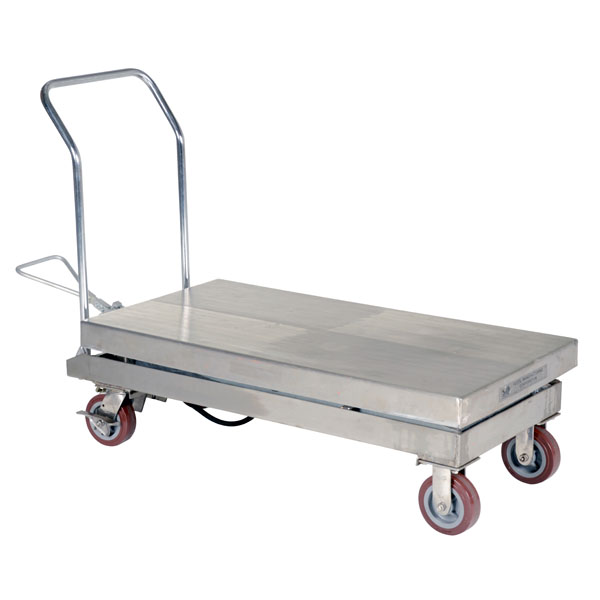 Vestil Stainless Steel Hydraulic Elevating Cart - 64.375" L x 24" W x ...